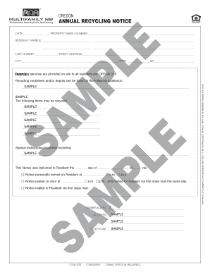 Fillable Online ANNUAL RECYCLING NOTICE Fax Email Print - pdfFiller