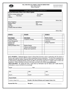 Fillable Online sbcs edu MSc Strategic Planning Caricom Order Form ...