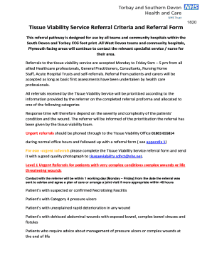 Fillable Online 1820 Tissue Viability Service Referral Criteria and Referral Form This referral ...