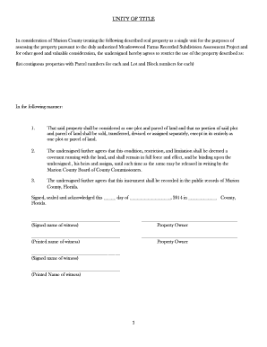 Fillable Online UNITY OF TITLE FORM - bmeadowwoodfarmsocalabbcomb Fax ...