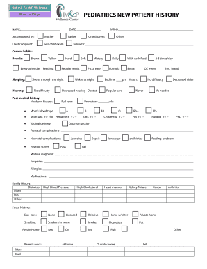 Fillable Online PEDIATRICS NEW PATIENT HISTORY - Amazon Web Services ...