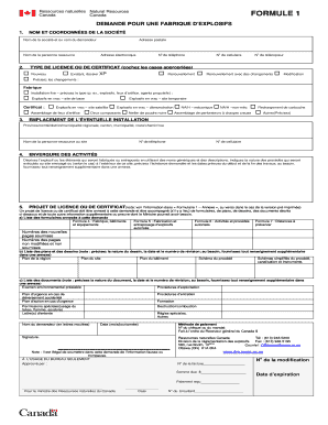 Remplissable En Ligne Demande pour une fabrique dexplosifs Demande pour ...