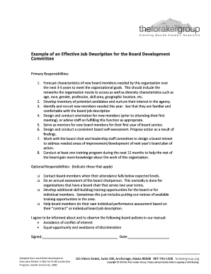 Fillable Online Example of an Effective Job Description for the Board ...