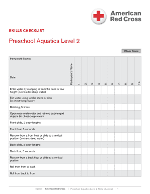 Fillable Online harborps-archive SKILLS CHECKLIST Preschool Aquatics ...