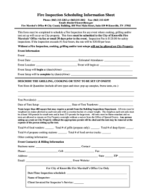 Fillable Online Fire Inspection Scheduling Information Sheet Fax Email ...
