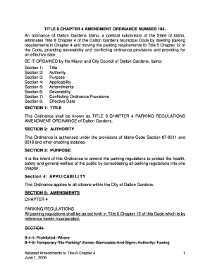 Fillable Online Ordinance 184 Amendments to Title 8 Chapter 4 Repeal of ...