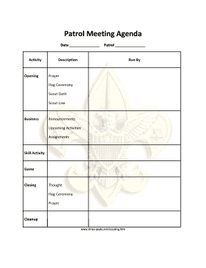 Patrol Meeting Agenda - Three-peaksnet - Fill and Sign Printable ...