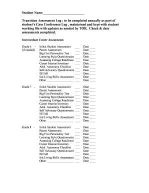 Fillable Online Transition Assessment Resource Guide Cover 2 Fax Email ...