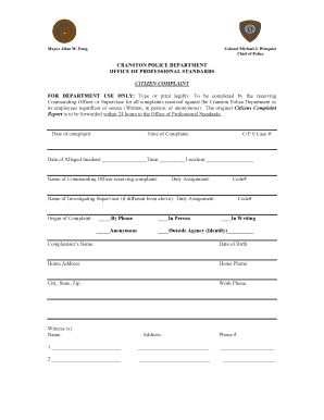 Fillable Online Citizens complaint form.doc Fax Email Print - pdfFiller