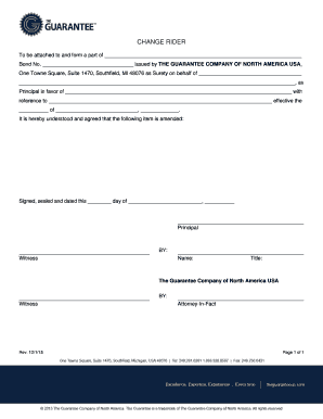 Fillable Online CHANGE RIDER Fax Email Print - pdfFiller
