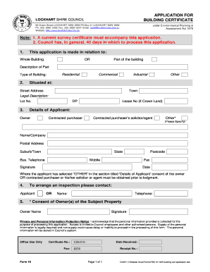 Fillable Online lockhart nsw gov Application for Building Certificate - Lockhart Shire Council ...