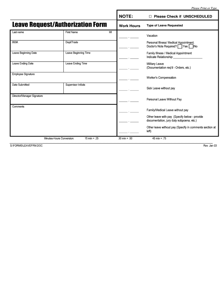 Fillable Online wku Leave RequestAuthorization Form - wku Fax Email ...