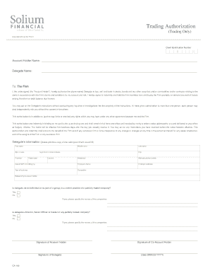 Fillable Online CA-100 226 Trading Authorization Trading Only Fax Email Print - pdfFiller