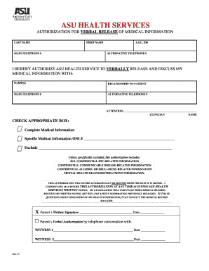 Fillable Online Verbal Authorization for Medical Records Fax Email ...