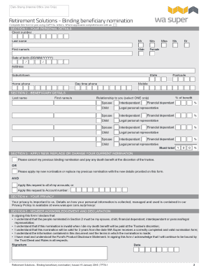 Fillable Online BINDING BENEFICIARY NOMINATION Retirement Solutions Fax ...