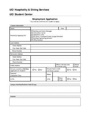 Fillable Online confserv uci UCI Hospitality & Dining Services ...