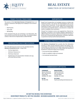 Fillable Online The purpose of this Real Estate Direction of Investment ...