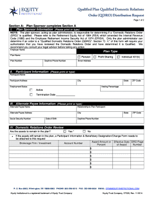 Fillable Online Qualified Plan Qualified Domestic Relations Order QDRO ...