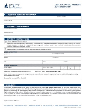 Fillable Online Debt Financing Payment Authorization - Equity ...