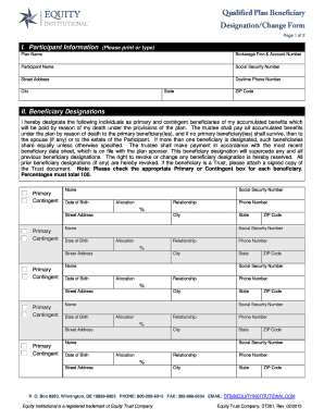 Fillable Online Qualified Plan Beneficiary DesignationChange Form Fax Email Print - pdfFiller