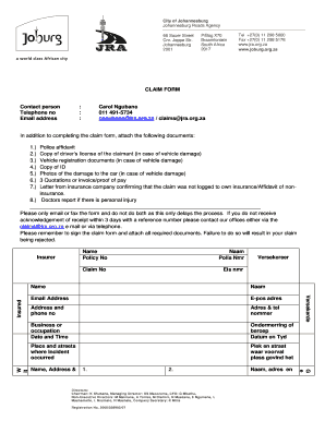 Fillable Online jra org CLAIM FORM Contact person - Ow.ly - jra org Fax ...