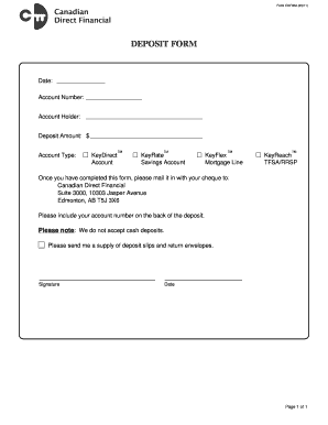 Fillable Online DEPOSIT FORM - Canadian Direct Financial Fax Email ...