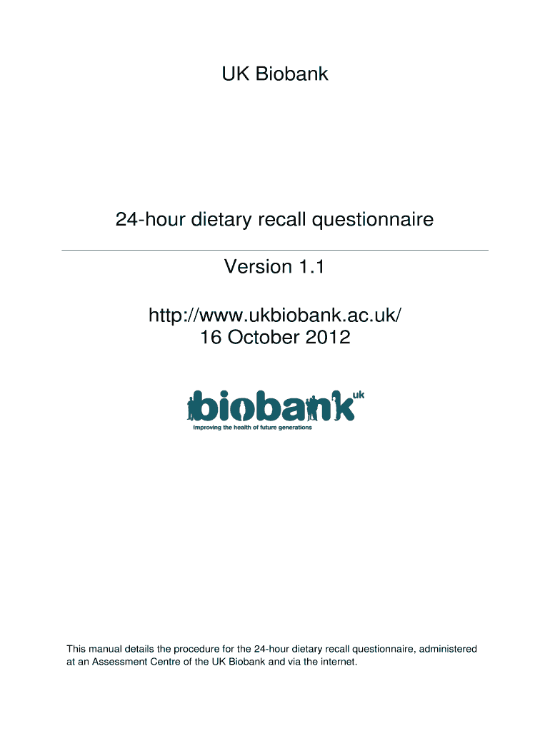 Fillable Online 24-hour dietary recall questionnaire Fax Email Print ...