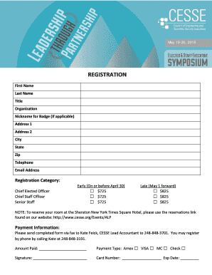 Fillable Online cesse ALP Registration Form - Spring 2015 ...