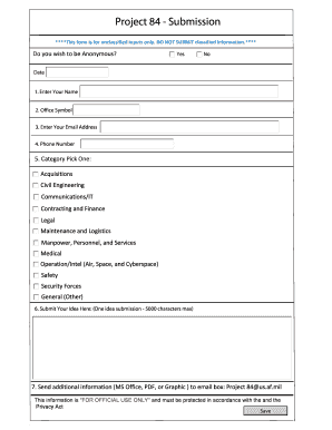 Fillable Online Project 84 - Submission Fax Email Print - pdfFiller