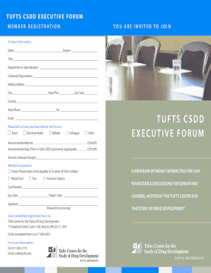 Fillable Online csdd tufts MEMBER REGISTRATION YOU ARE INVITED TO JOIN ...