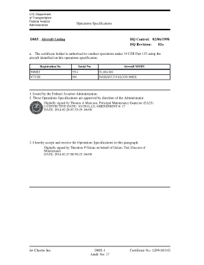 Fillable Online These Operations Specifications are approved by ...