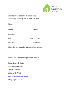 Fillable Online bettyhardwick MHFA Registration Form - Betty Hardwick ...