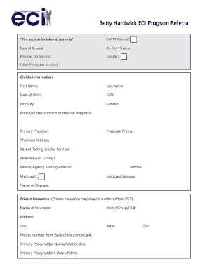 Fillable Online bettyhardwick ECI Referral Form - Betty Hardwick Center ...