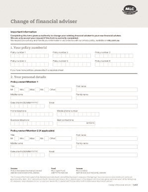 Fillable Online Change of financial adviser Fax Email Print - pdfFiller
