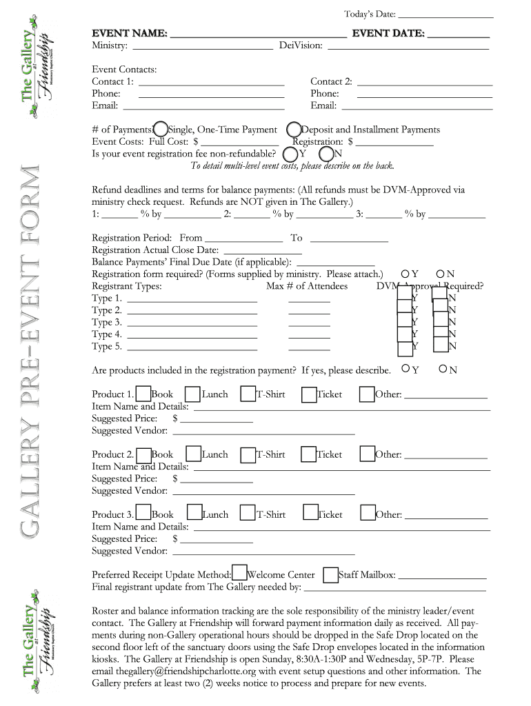 Fillable Online Gallery Ministry Event Form Fax Email Print - pdfFiller