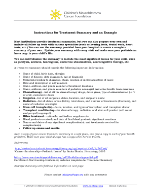 Fillable Online Instructions for Treatment Summary and an Example Fax ...
