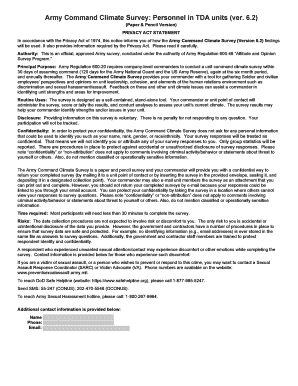 Fillable Online Army Command Climate Survey Personnel in TDA units ver ...