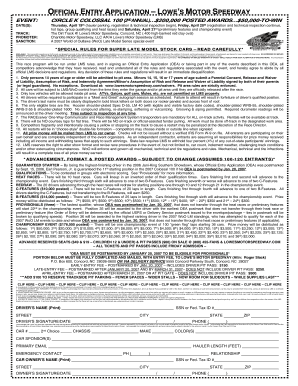 Fillable Online O E APPLICATION LOWE S M SPEEDWAY Fax Email Print ...