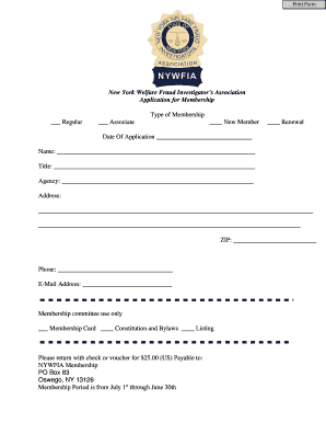 Fillable Online nywfia NYWFIA Memebership Form Fax Email Print - pdfFiller