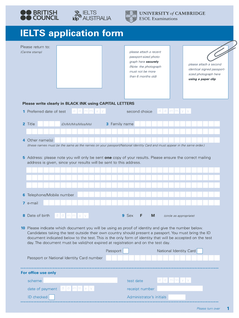 Fillable Online IELTS application form - aabecomua Fax Email Print - pdfFiller