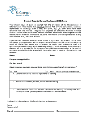 Fillable Online Criminal Records Bureau Disclosure CRB Form Fax Email ...