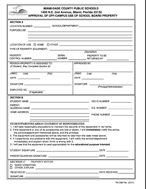 Fillable Online bossard dadeschools 2nd Avenue, Miami, Florida 33132 ...