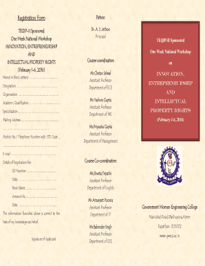 Fillable Online niesbud nic Registration Form Patron TEQIP-II Sponsored ...