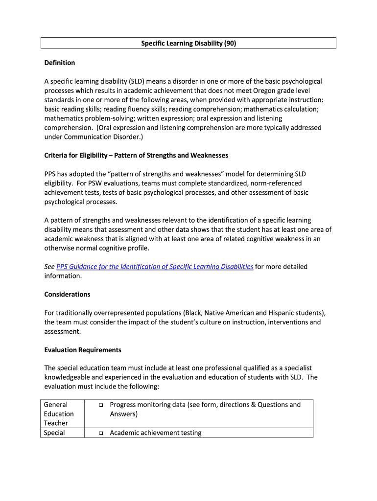 Fillable Online Specific Learning Disability (90) Fax Email Print ...