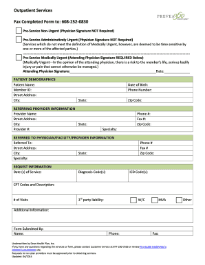 Fillable Online Prior Authorization bFormb for bOutpatientb Services ...