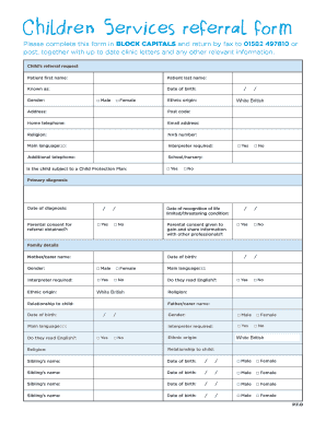 Fillable Online Children Services referral form - bKeechb Fax Email ...