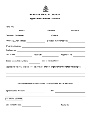 Fillable Online forms bahamas gov BAHAMAS MEDICAL COUNCIL Application ...