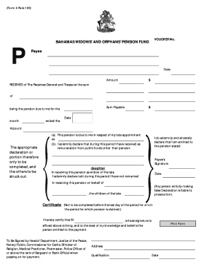 Fillable Online forms bahamas gov VOUCHER No BAHAMAS WIDOWS AND ORPHANS ...