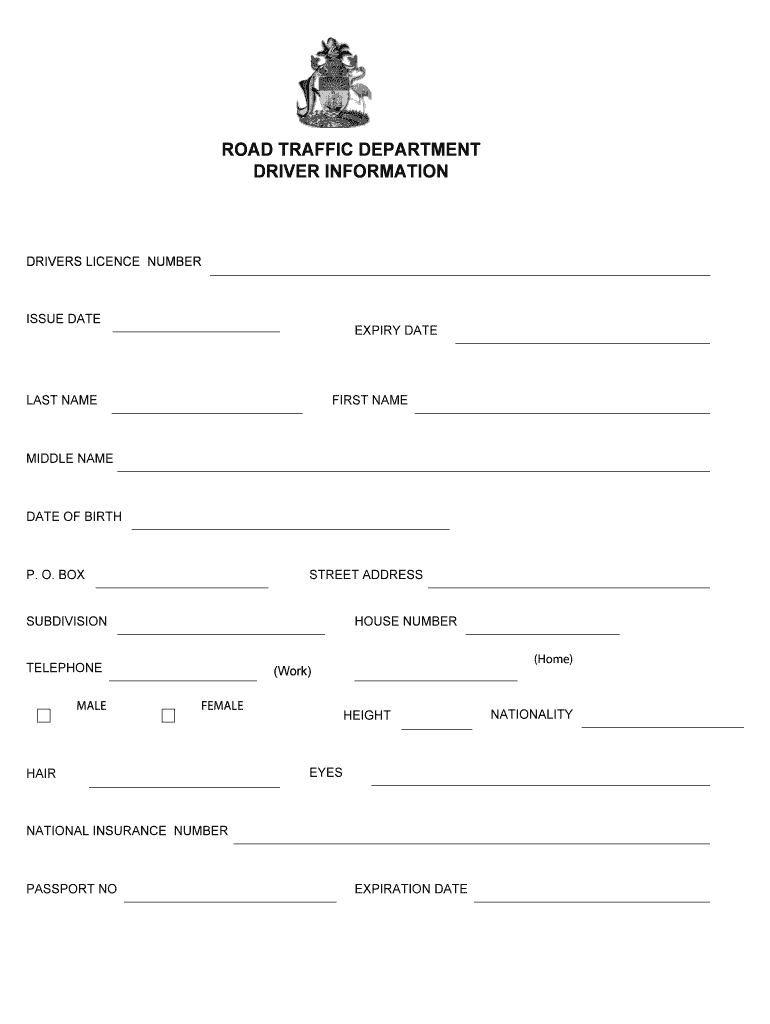 Fillable Online forms bahamas gov ROAD TRAFFIC DEPARTMENT DRIVER ...