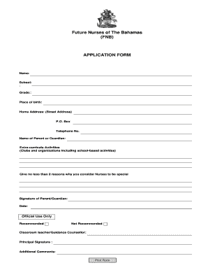 Fillable Online forms bahamas gov Future Nurses of The Bahamas FNB ...
